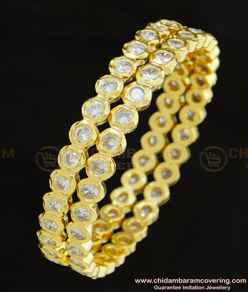 Buy Real Gold Design Bridal Wear Impon Full White Ad Stone Gold Plated ...