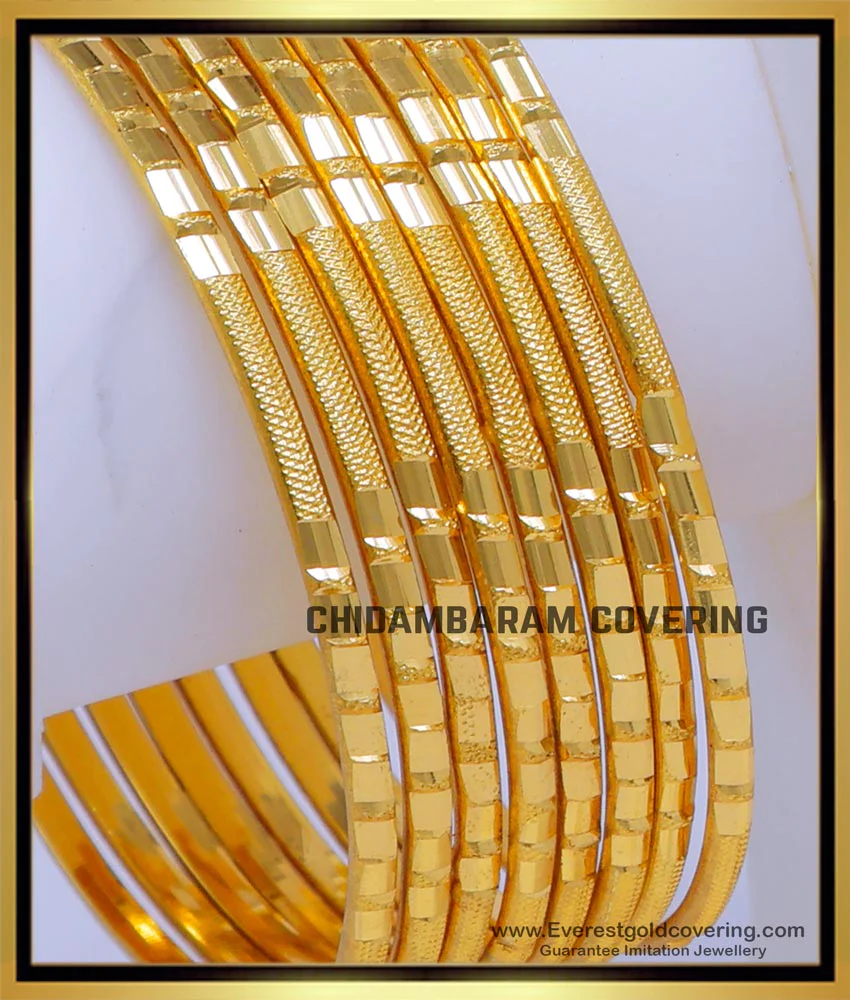 Buy Simple Gold Bangles for Daily Use 8 Bangles Set