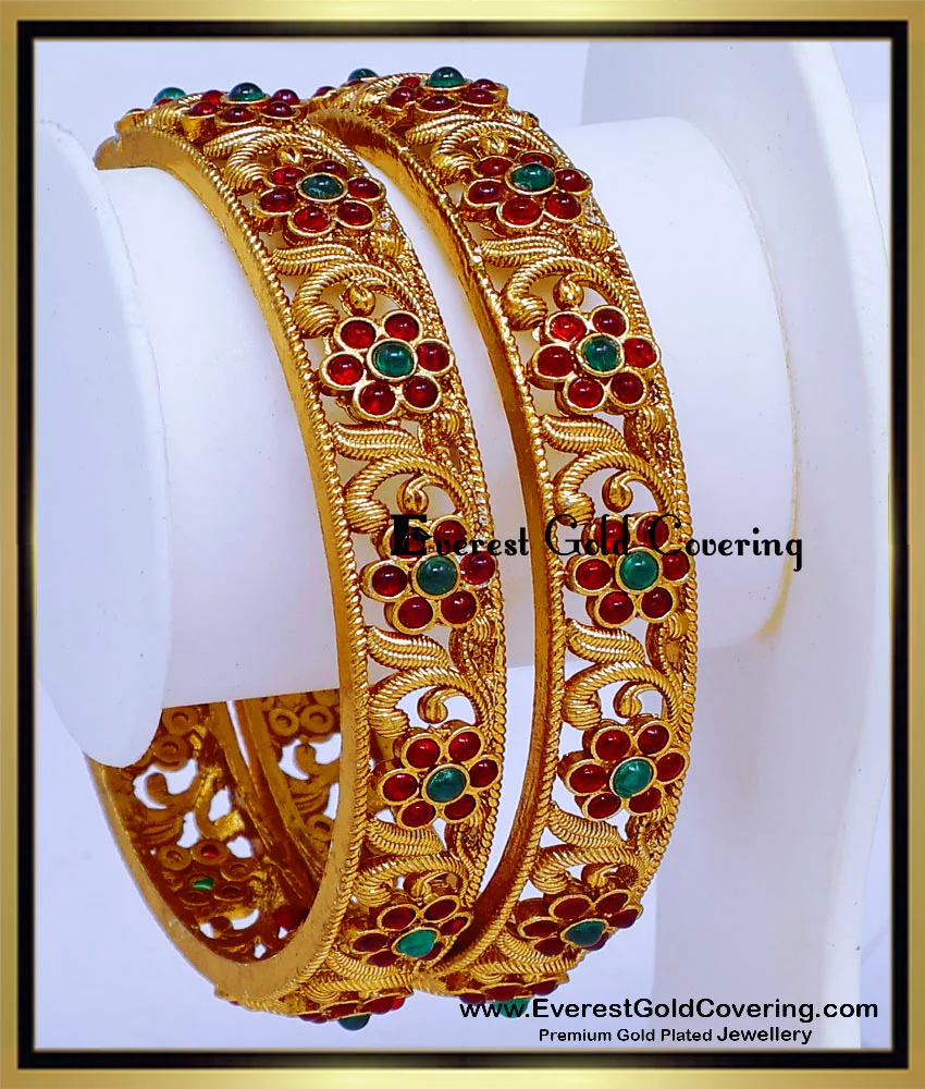 Buy Traditional Antique Bangles Gold Pattern for Women