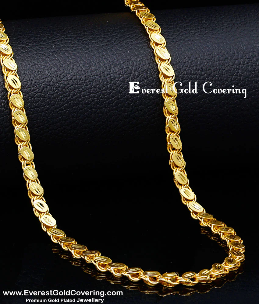 Buy Real Gold Design Oval Shape 2 Gram Gold Chain Model