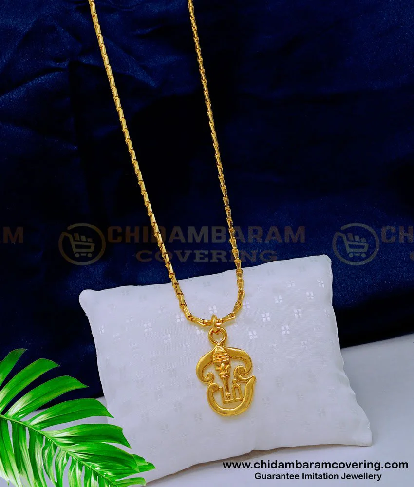 Buy One Gram Gold Tamil Om Pendant With 24 Inches Long Chain Buy Online