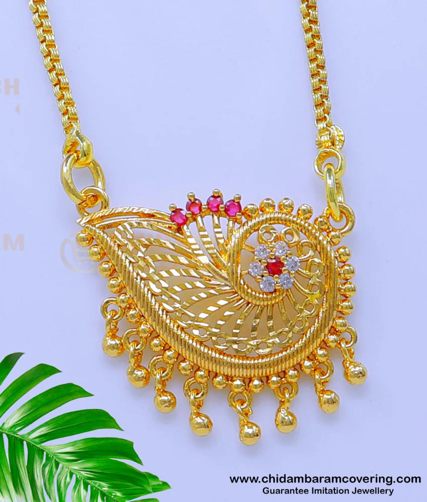 Buy Gold Plated Daily Use Small Sangu Pendant with Chain