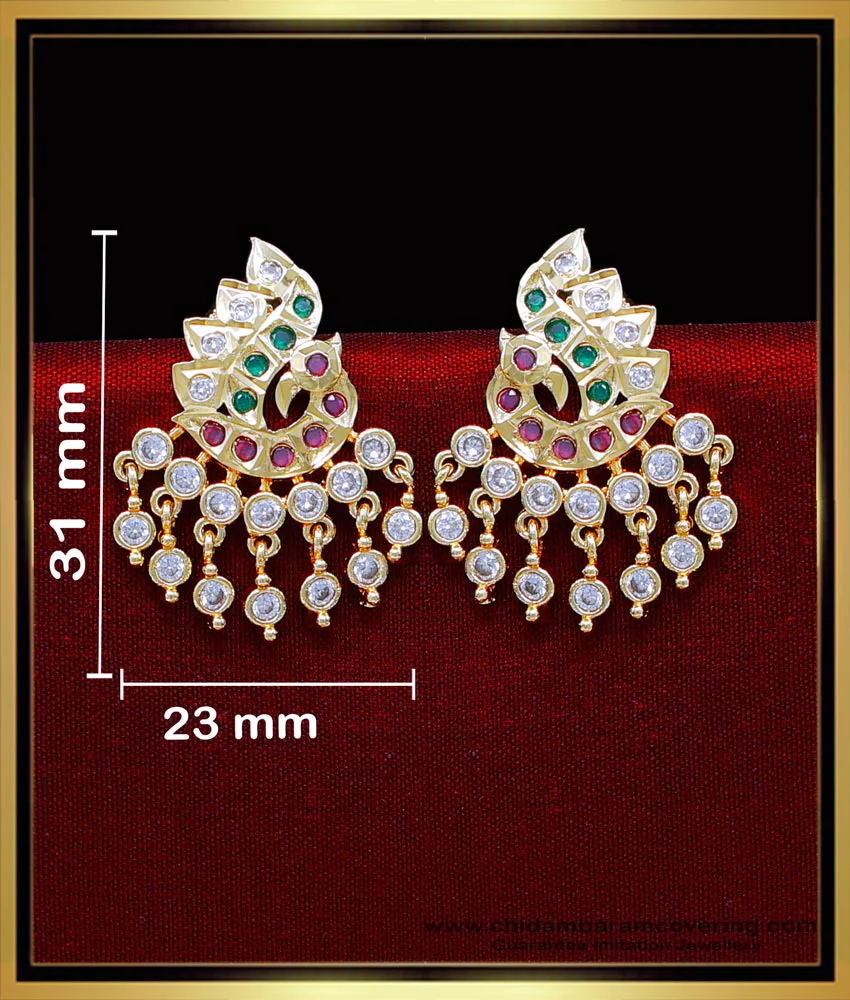 Buy Impon Multi Stone Peacock Design Ear Stud Design Gold