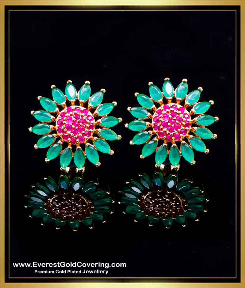 Buy Unique Sunflower Gold Stone Stud Earrings for Women