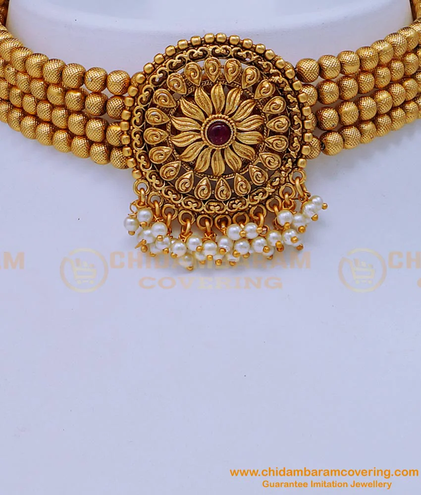 Buy Trendy Simple Choker Necklace Antique Set Indian Imitation Jewellery