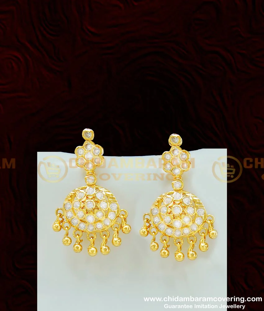 Buy Traditional Gold Design Impon Full White Stone Attigai With Earring ...
