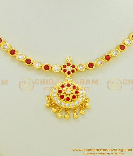 Buy Gold Design Old Model Ruby and White Stones Gold Plated Traditional ...