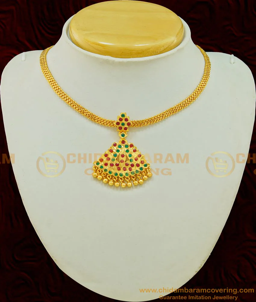 Buy Beautiful Simple Multi Stone Impon Attigai Necklace Design Impon ...