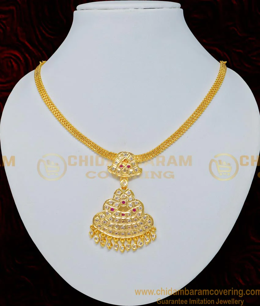 Buy Pure Gold Plated Gold Color Impon Guaranteed Stone Attigai Necklace