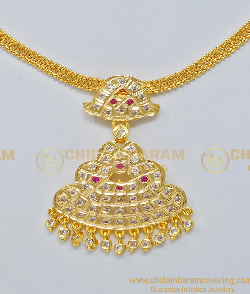 Buy Pure Gold Plated Gold Color Impon Guaranteed Stone Attigai Necklace