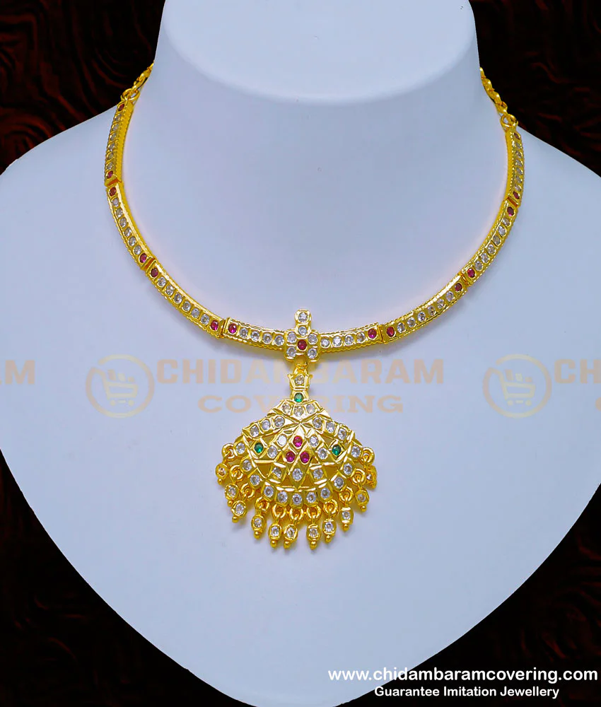 Buy First Quality One Gram Gold Getti Metal Gold Attigai multi stone ...