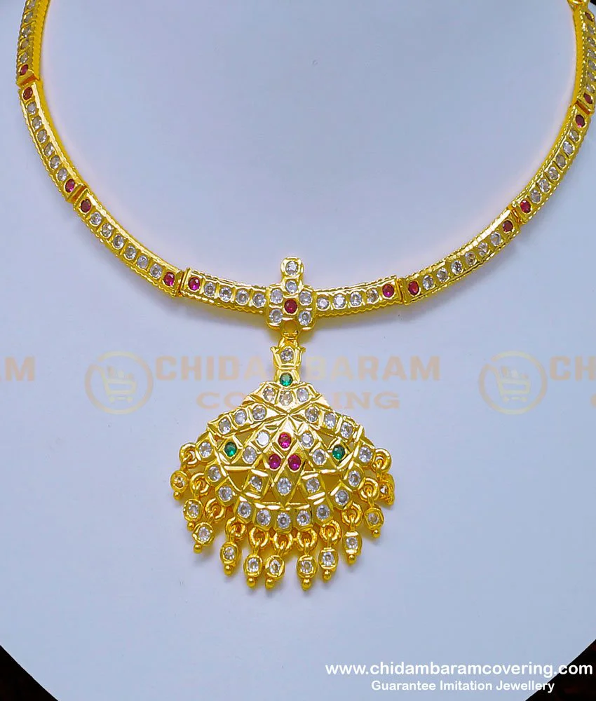 Buy First Quality One Gram Gold Getti Metal Gold Attigai multi stone ...