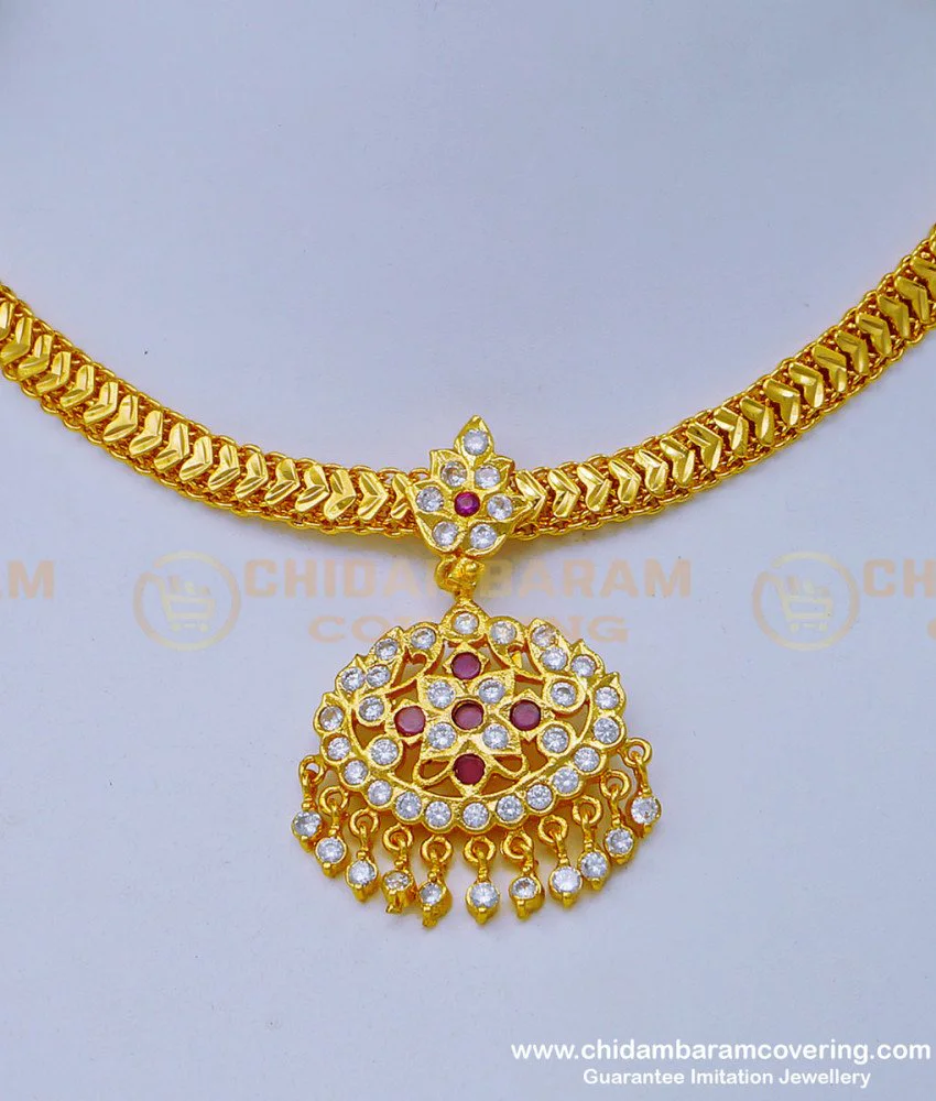 Buy South Indian Jewellery Traditional Gold Design Impon Stone Attigai ...