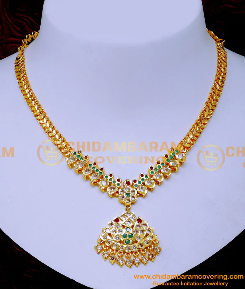 Buy Wedding Gold Necklace Design Impon Stone Attigai