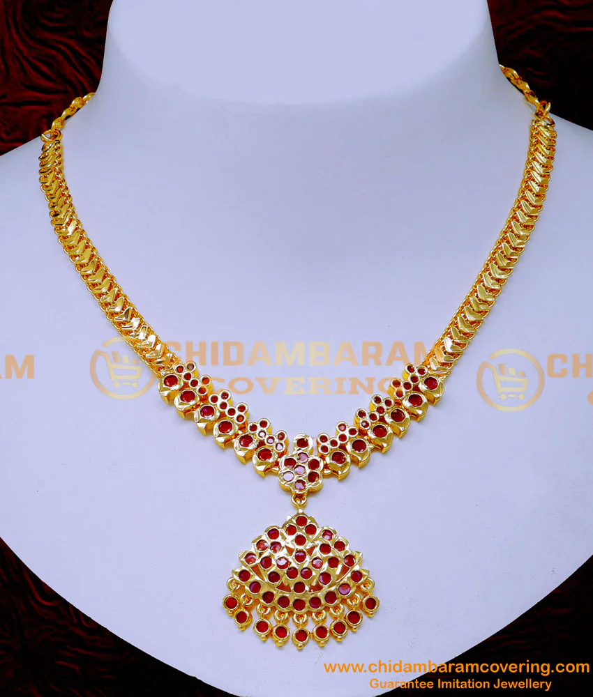Buy Ruby Stone Necklace Old Model Attigai Necklace Designs
