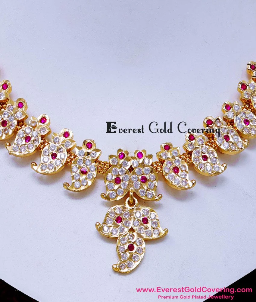 Buy Bridal Wear Mango Design Necklace Gold Attigai Model