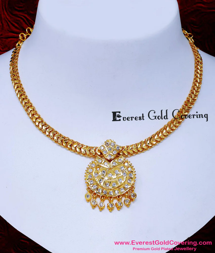 Buy Pure Impon Jewellery Simple Gold White Stone Attigai