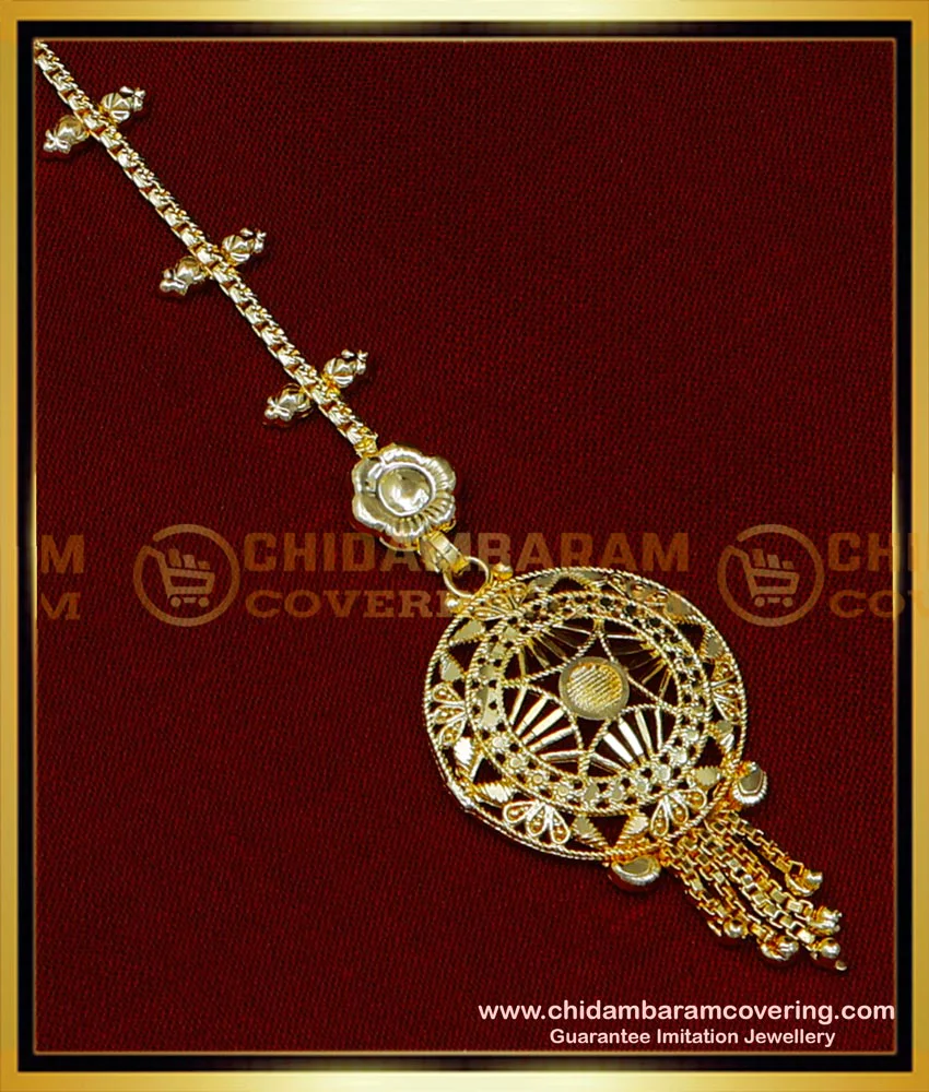 Buy Simple Nethichutti Designs Light Weight Gold Plated Maang Tikka