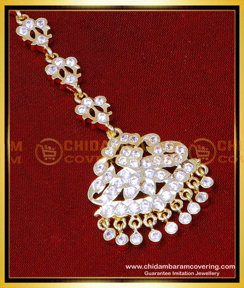 Buy South Indian Stone Gold Maang Tikka Designs for Bride