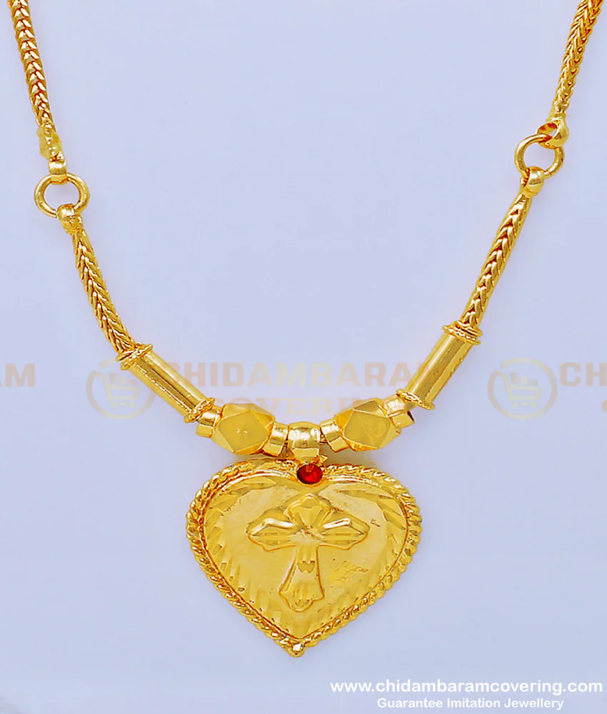 Buy One Gram Gold Plated Guaranteed Jewelry Christian Cross Thali Set ...